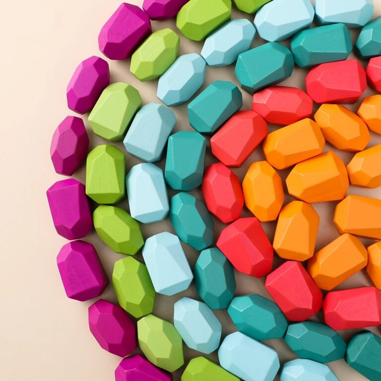 18 Pieces Rainbow Stone Stacking Magic - Sweet Little Nursery